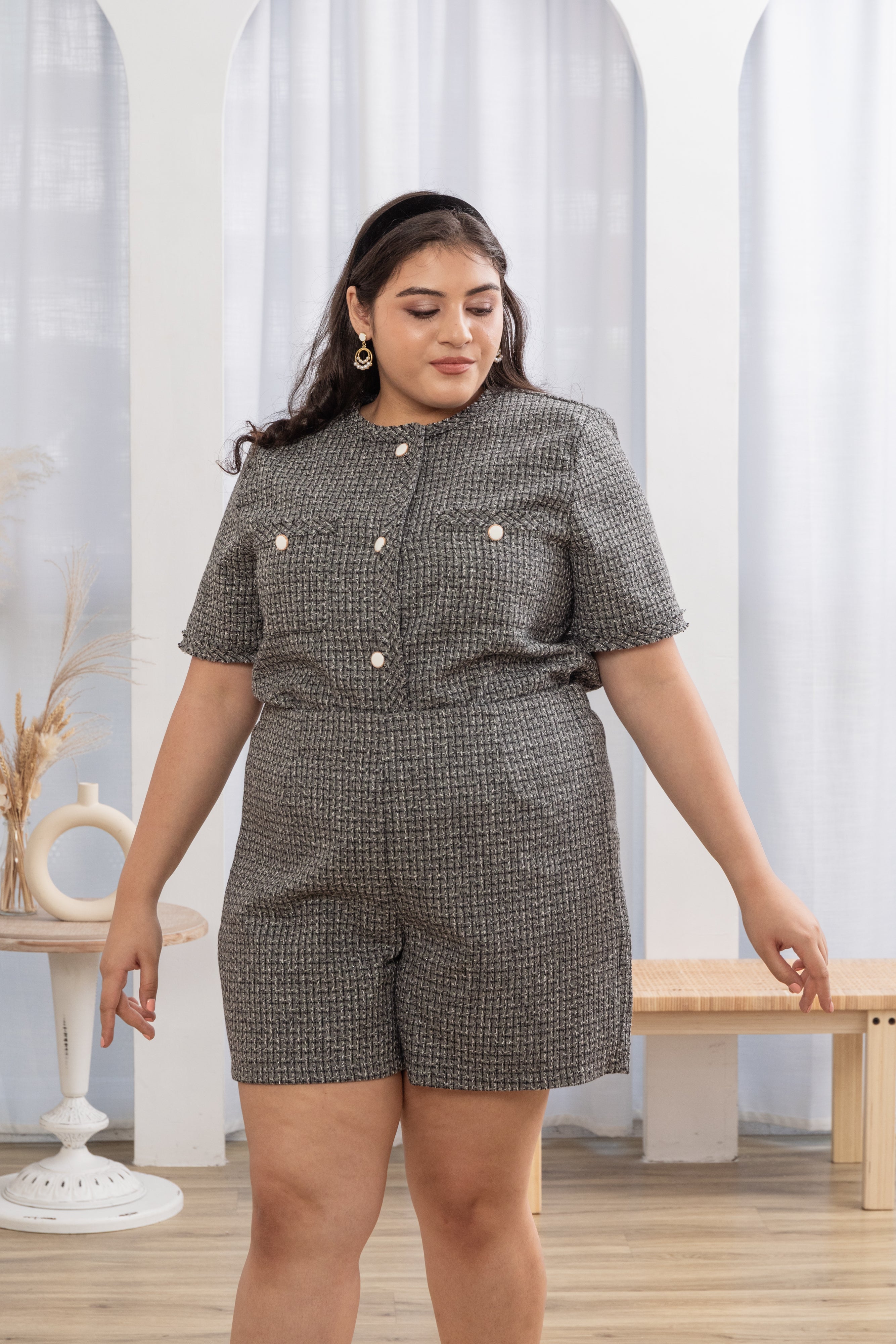 Ciara Tweed Shorts In Grey – LaineCurve